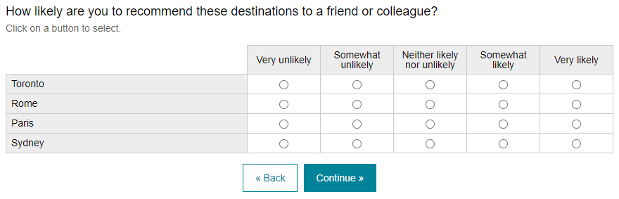 Single Grid/Matrix question type – Methodify